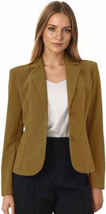 Allegra K Blazer Femme de Business &agrave; Col Revers Veste de Costume &agrave; Manches Longues Moutarde M