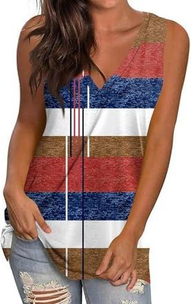 Generic Debardeur Femme Chic et &eacute;l&eacute;gant Chemisier sans Manche Imprimer D&eacute;bardeur Top Col V ete Haut Chic et Elegant Caraco Vetement Femme ete Tee Shirt sans M