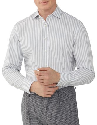 Hackett Herren Melange Stripes Hemd, Grey (Grey/White), M