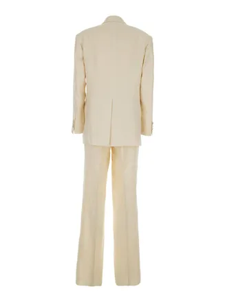 Tagliatore Womens Double-Breasted Linen Suit White Trouser Suits