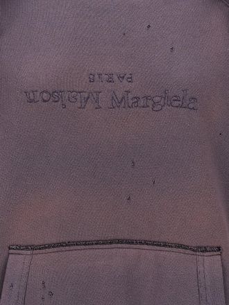 Maison Margiela Logo-Embroidered Cotton Hoodie - Purple