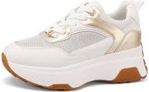 Queen Helena Sneakers Platform Baskets Casual Femme X30-21, X32 35 Or et Blanc, 38 EU