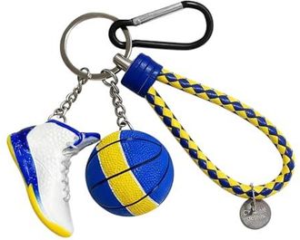 Generic Porte-clés en forme de chaussure 3D avec mini ballon de basket et cordon, porte-clés élégant pour les fans de basket-ball, cadeau pour enfants, hommes