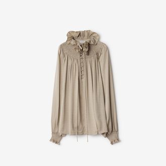 Burberry Seidenbluse mit geometrischem Muster, Size: 04