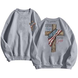 Generic DENGJIAMY - Chandails chr&eacute;tiens pour hommes, chandail classique &agrave; imprim&eacute; croix, col rond, haut de printemps, chemises &agrave; manches longues pour hommes, 