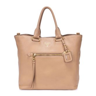 Prada Crossbody Bags - Front Zip Pocket Tote - Gr. unisize - in Beige - f&uuml;r Damen