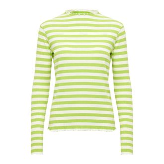 Karen by Simonsen Haut &agrave; Manches Longues &agrave; Rayures Vert Lime Vif - Femme - Tops - Vert - Taille: 42 FR