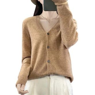 Generic Pull en laine m&eacute;rinos pour femme 100 % tricot col en V Version cor&eacute;enne polyvalente Hiver Cachemire, Wq015 Jintuo, XL