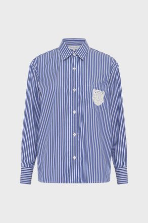 Gerard Darel Chemise en popeline ray&eacute;e &agrave; blason - URISSA - Bleu ocean