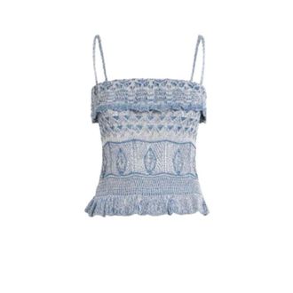Etro Femme, Tops, Bleu, Taille: 38 FR Top en coton crochet&eacute;