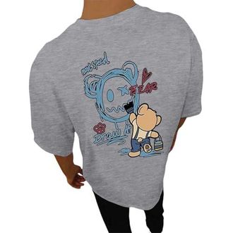 Generic T-shirt pour homme - Dos imprim&eacute; - T-shirt d&eacute;t&eacute; &agrave; manches courtes - T-shirt tendance - Style r&eacute;tro - Chemise d&eacute;contract&eacute;e pour gar&ccedil;on - Col rond - Gra