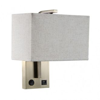 Fabrilamp Applique 1xe27 et port usb agatha cuir/beige pant.beige 27x25x15cm avec interrupteur