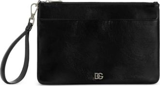 Dolce & Gabbana Homme, Accessoires, Noir, Taille: ONE Size Pochette Logo en Cuir