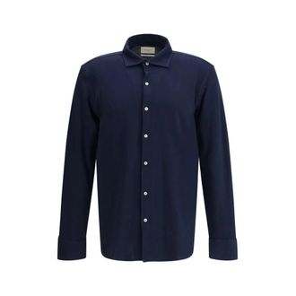Brooksfield Baumwollhemd mit kubanischem Kragen - - Shirts - Herren - Blau - S