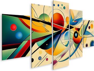 Islandburner Bild auf Leinwand Bunte abstrakte Kandinsky Komposition mit Kreisen und Linien Bilder Wandbilder Poster