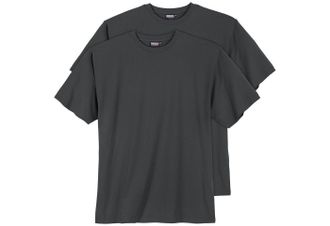 Adamo Rundhalsshirt Adamo 2er Pack Basic T-Shirts dunkelgrau &Uuml;bergr&ouml;&szlig;e