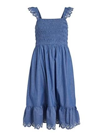 Vila Vila VIMILLY SQUARE COU S/L SMOCK MIDI Dress pour femme, Blue Fog, 36