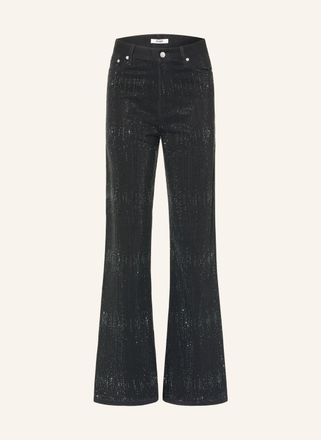 Maje Wide Leg Jeans Mit Schmucksteinbesatz schwarz
