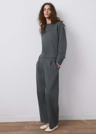 Mango Sweat-shirt manches fronc&eacute;es bleu - Femme - XXS - MANGO