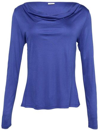 s.Oliver Langarmshirt T-Shirt Seitlich geschlitztes Jersey-Shirt mit Wasserfall-Ausschnitt