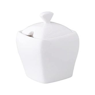 Ambition Zuckerdose mit Deckel 120 ml Welle aus Porzellan mit L&ouml;ffelaussparung Sp&uuml;lmaschine & Mikrowelle