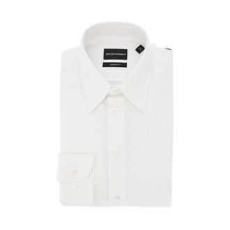 Emporio Armani Modern Fit Hemd aus strukturierter Baumwolle - - Shirts - Herren - Wei&szlig; - 3XS