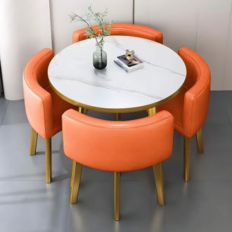 Generic Modernes Esszimmer-Set, rundes Esszimmer-Set, Empfangstisch, K&uuml;chen-Fr&uuml;hst&uuml;cksbar-Set mit Tisch und St&uuml;hlen, passend f&uuml;r Wohnzimmer und Esszimmer