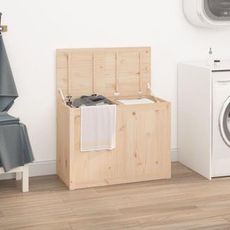 vidaXL Boîte à linge 88,5x44x66 cm Bois massif de pin Vidaxl