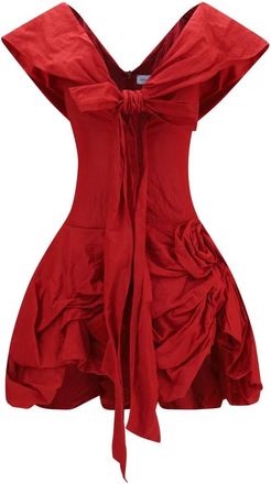 Magda Butrym Robe mi-longue &agrave; col ch&acirc;le drap&eacute; - Femme - Robes - Rouge - Taille: 34 FR