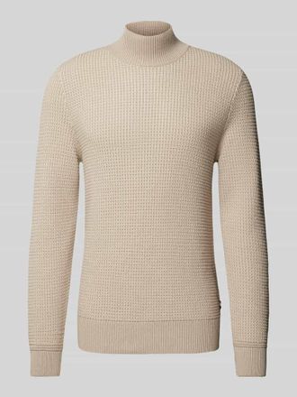 HUGO BOSS Strickpullover mit gerippten Abschl&uuml;ssen