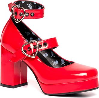 Lamoda Damen Chrome Heart Court Shoe, Red Patent, 36 EU