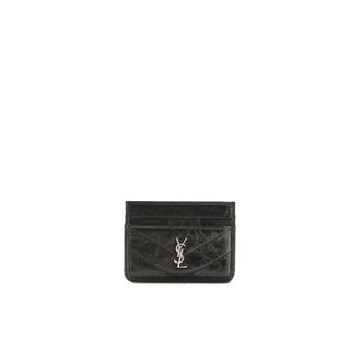 Saint Laurent Monogram Quilted Leather Card Holder - - Accessories - Damen - Schwarzk - ONE SIZE