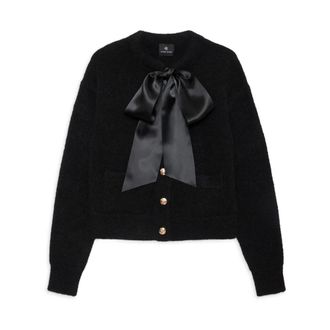 Anine Bing Femme, Pulls, Noir, Taille: 40 FR Cardigan Rhodes avec en Satin