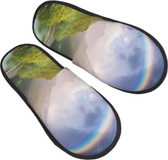 Generic Chaussons Vallée De Montagne Avec Rainbow Confortable Pantoufles En Coton Doux Pantoufles Pour Chambre De Camping Hiver M