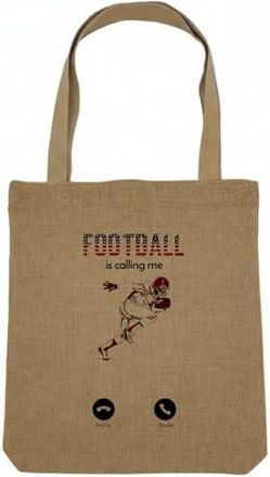 Fabulous Sac Shopping Tote Bag Aspect Lin - Football Is Calling Me Sport Leisure - Sac de Courses Toile Epaisse 360g Beige Naturel Cabas Port&eacute; Epaule Solide Im