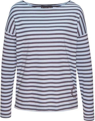 Elbsand Langarmshirt Tooske mit Ringelmuster, dezenter Logodruck, casual