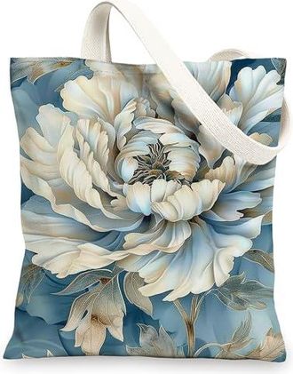 Generic Sacs fourre-tout en toile à motif floral, sacs de courses réutilisables, élégants et légers et lavables avec bandoulière pour salle de sport, voyage, 