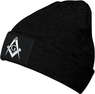 Generic Bonnet franc-maçon maçonnique pour homme - Bonnet chaud dhiver en tricot - Chapeau de bas en tricot - Chapeau de tête de mort - Noir, Noir, Taille uni
