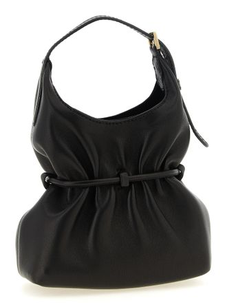 Balmain Sculptural Drawstring Lambskin Shoulder Bag - Black