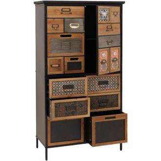 Hhg Apothekerkommode HHG-306, Schrank Highboard Schubladen, Vintage Shabby-Look 136x73x35cm, natur/bunt