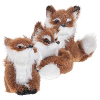 Pretyzoom 3st Pl&uuml;sch-fuchs-anh&auml;nger Ausgestopft Kuscheltier Fuchs Kleines Fuchsornament Weihnachtsbaum-tierschmuck Faux-fuchs-figur Pelzige Fuchsornamente Coffe