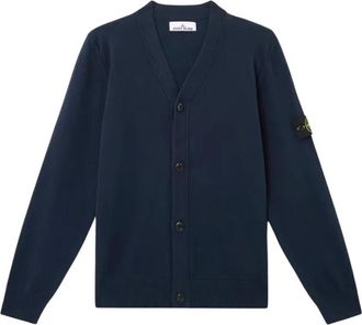 Stone Island Homme, Pulls, Bleu, Taille: XL Cardigan en coton doux