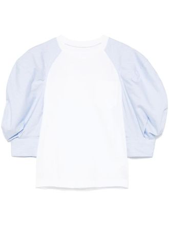 sacai t-shirt &agrave; d&eacute;tails en popeline - Blanc