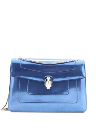 Bulgari Serpenti Forever Metallic Leather Medium shoulder bag - Blau
