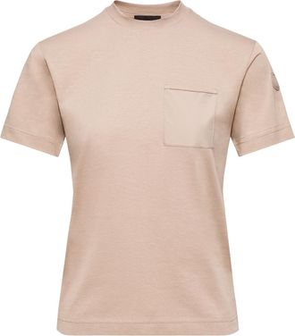 Moncler Moncler Cotton Jersey T-shirt With Pleated Pocket, Women, Beige, Size: Xl
