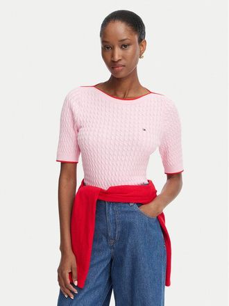 Tommy Hilfiger Pullover Fine Gg Cable Boat WW0WW50103 Hellrosa Regular Fit