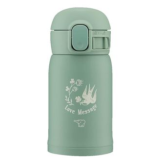 Zojirushi Zojirushi SM-WP24-GZ Zojirushi Wasserflasche, One-Touch-Edelstahlbecher, nahtlos, 0,24 l, Aschgrün