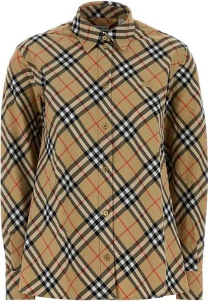 Burberry Femme, Blouses et Chemises, Beige, Taille: 34 FR Chemise en coton brod&eacute;