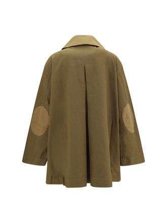 Ganni Womens Oversized Cotton Jacket Military Olive