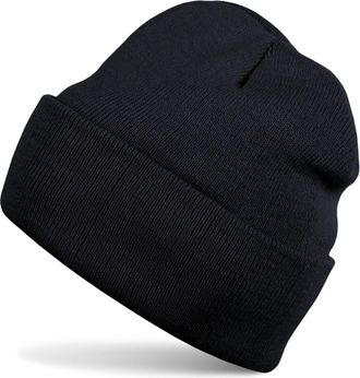 styleBREAKER Unisex Beanie Mütze einfarbig | Klassische Feinstrick Winter Strickmütze mit breitem Umschlag | Elastische Beanie in vielen Farben für Damen und Herre